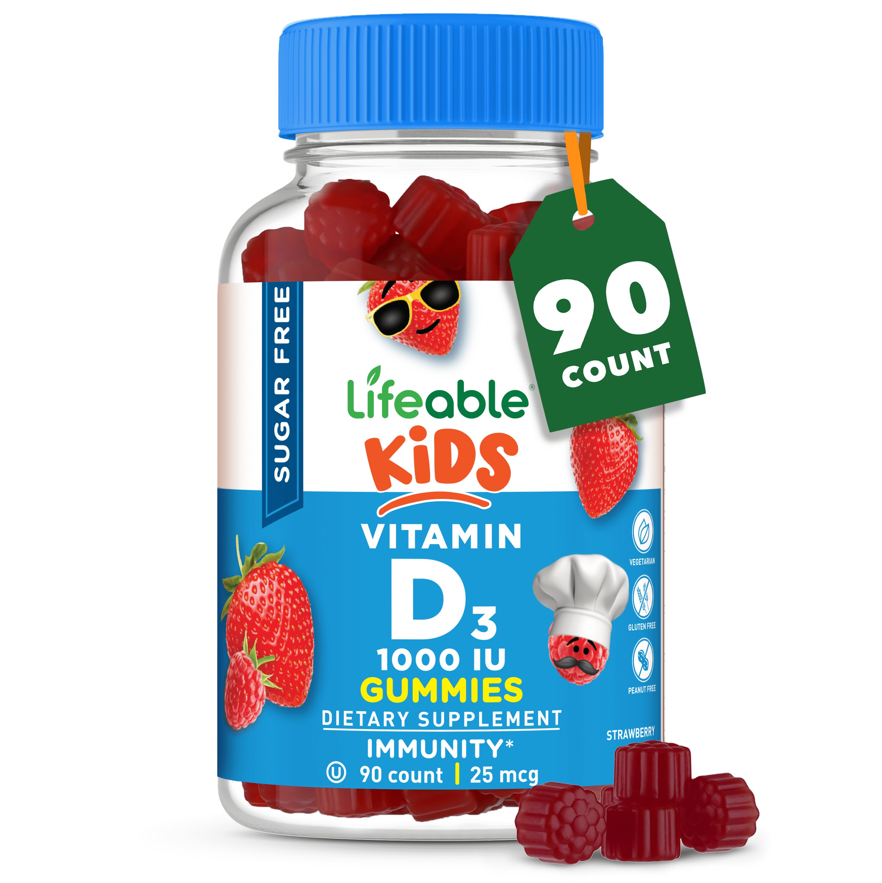 Lifeable Vitamin D for Kids, Gummies, 90 ct, 1000 IU - Walmart.com