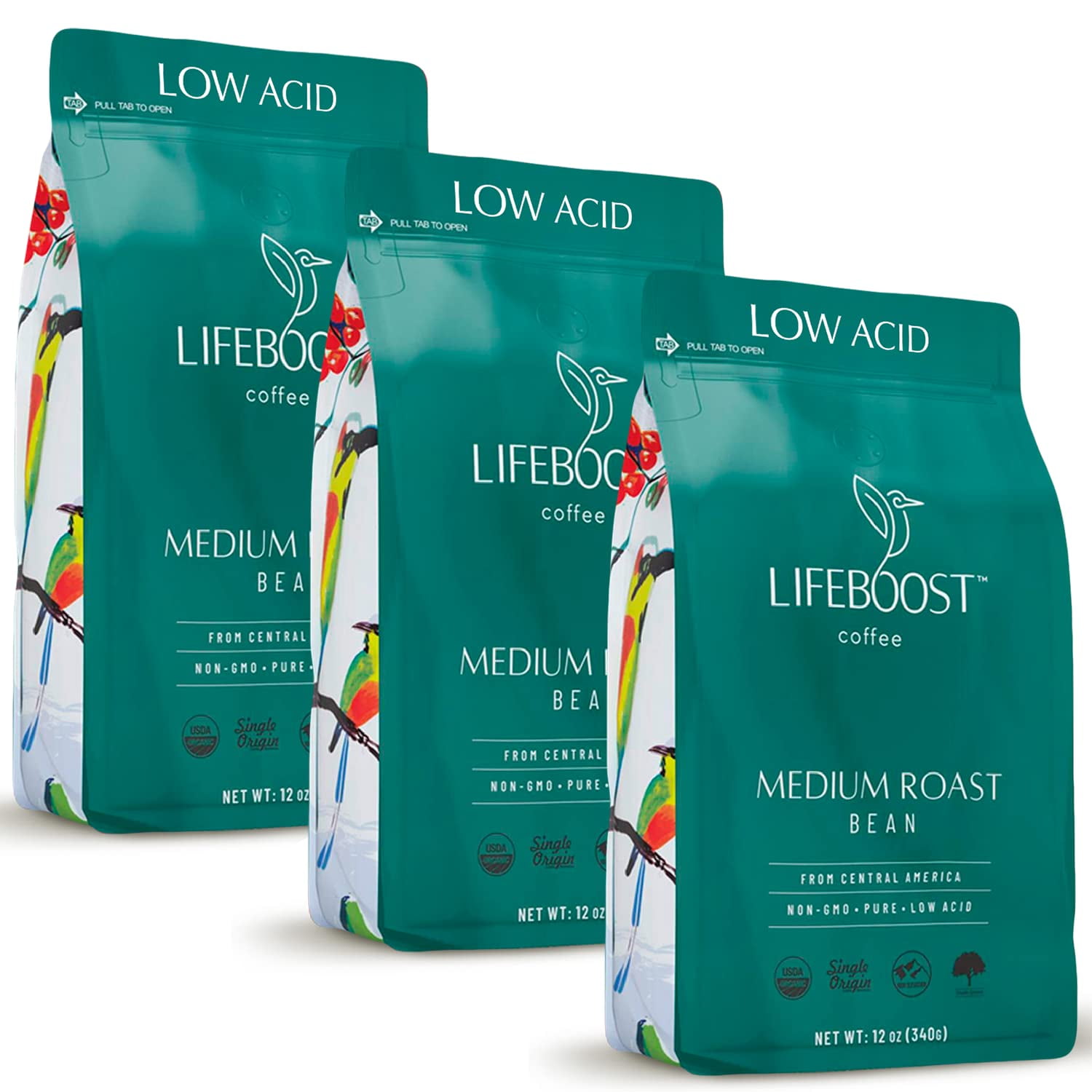 Lifeboost Coffee 3 Pack Medium Roast Whole Bean Coffee - Low Acid ...