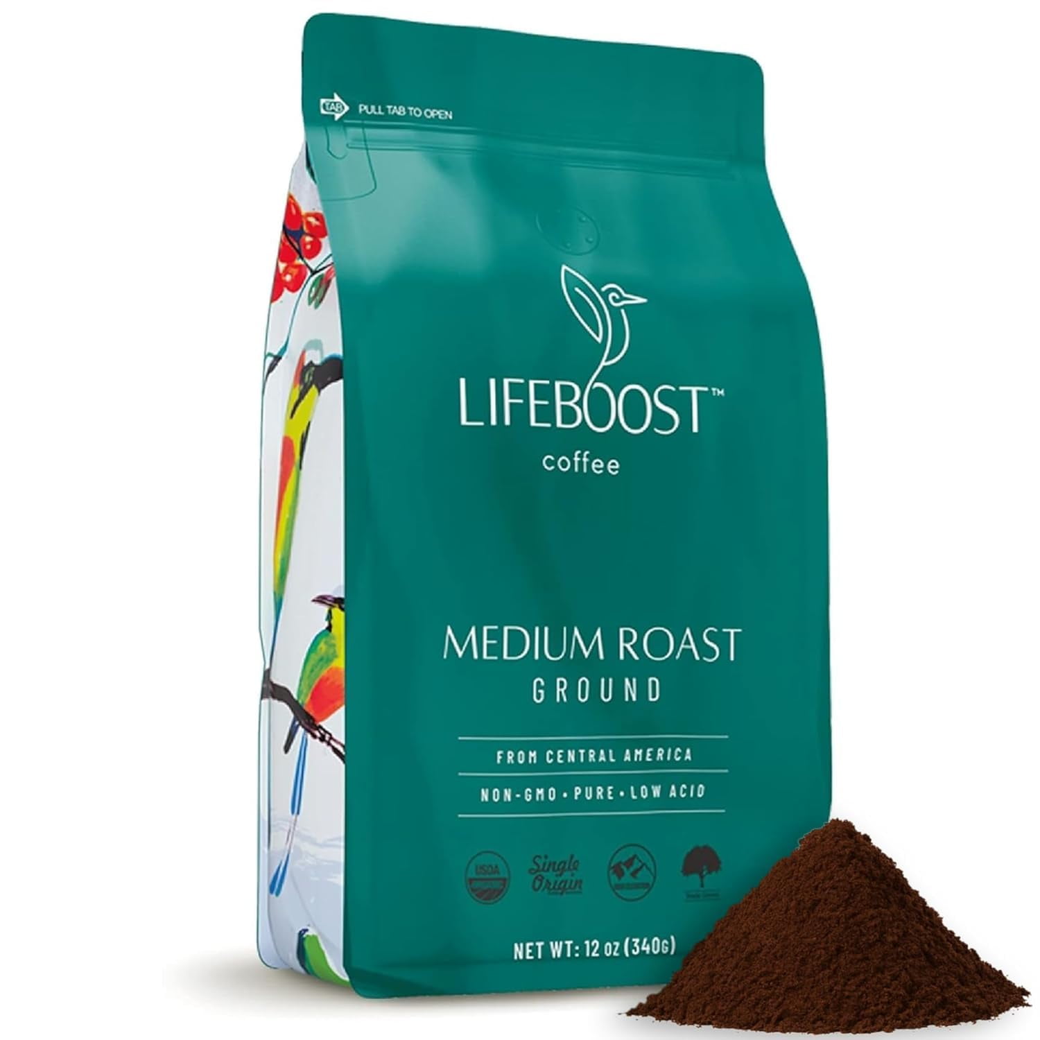 Lifeboost Coffee Ground Medium Roast Coffee - Low Acid Single Origin ...