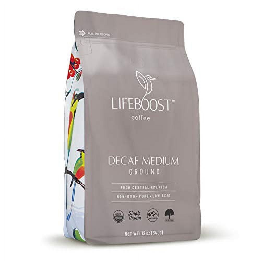 Lifeboost Coffee Medium Roast Swiss Water Decaf Coffee Ground - Low ...
