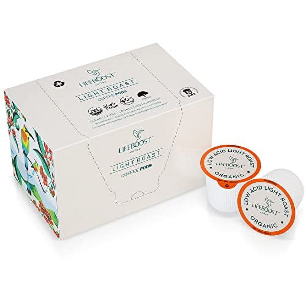 Lifeboost Light Roast Coffee Pods - Low Acid Coffee K Cups - Single ...