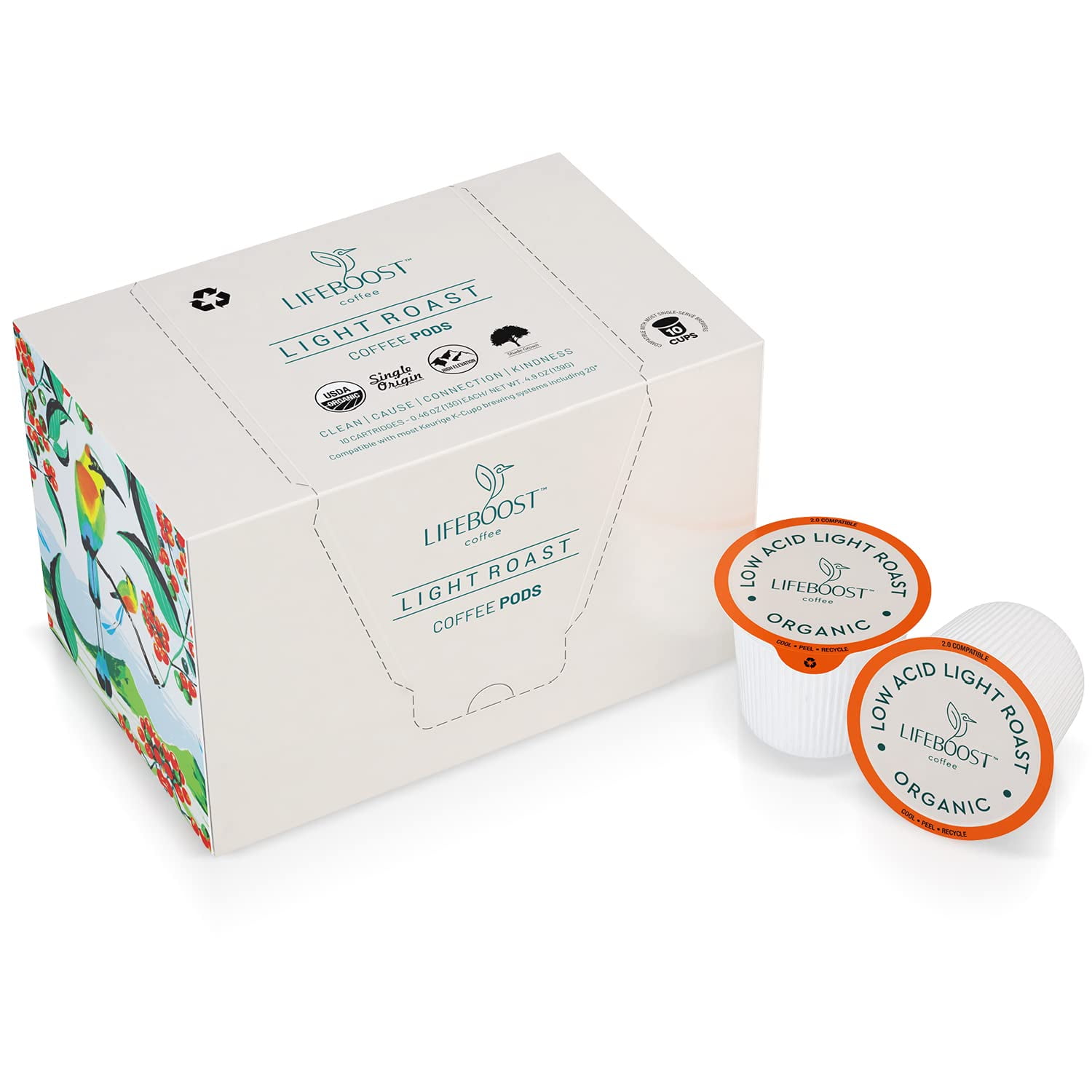 Lifeboost Light Roast Low Acid Coffee Pods - Single Origin Non-GMO ...