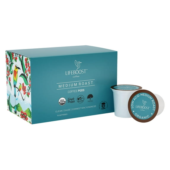 Lifeboost Medium Roast Low Acid Coffee K Cups - Single Origin Mold Free Non-GMO Organic Coffee ...
