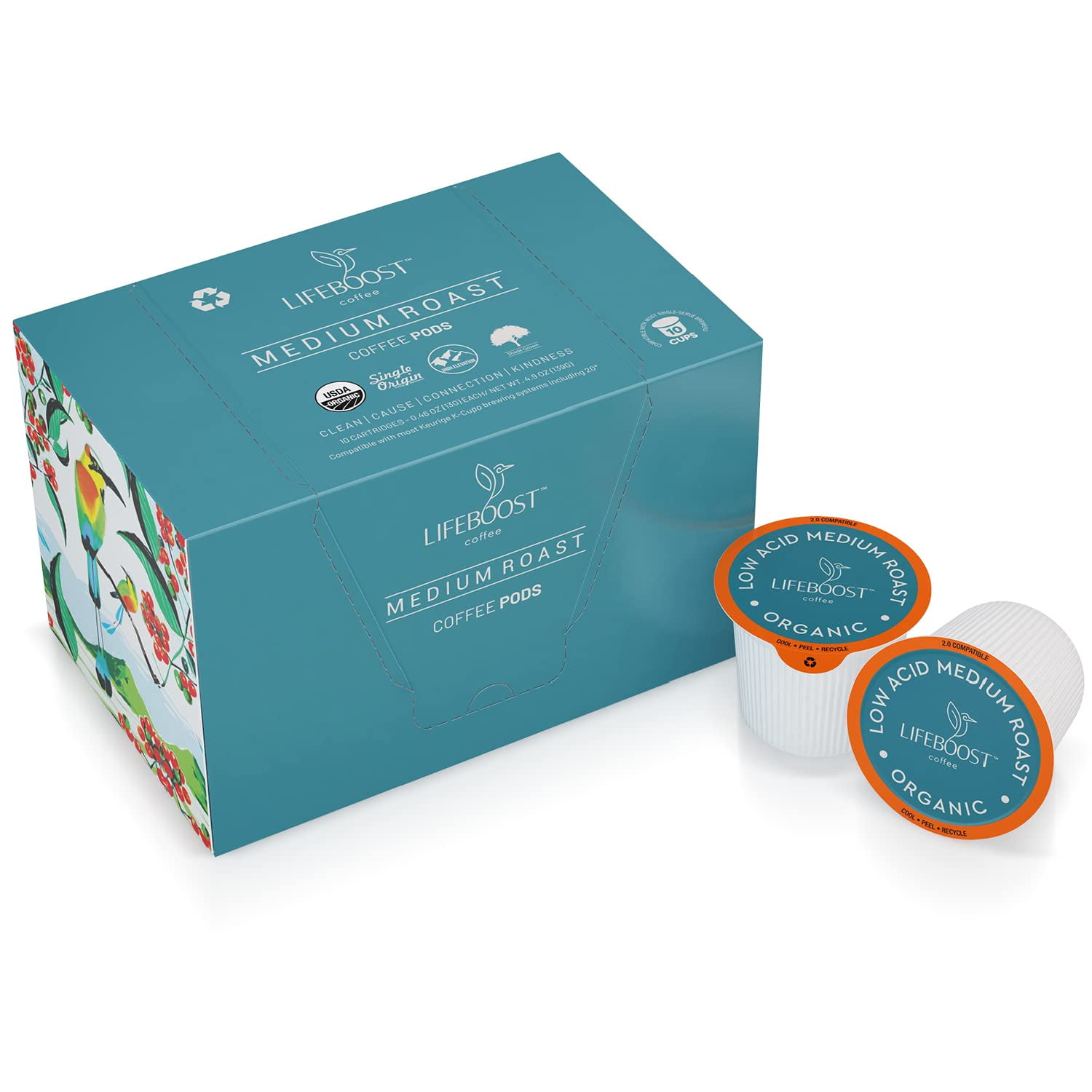 Lifeboost Medium Roast Low Acid Coffee K Cups - Single Origin Mold Free Non-GMO Organic Coffee ...