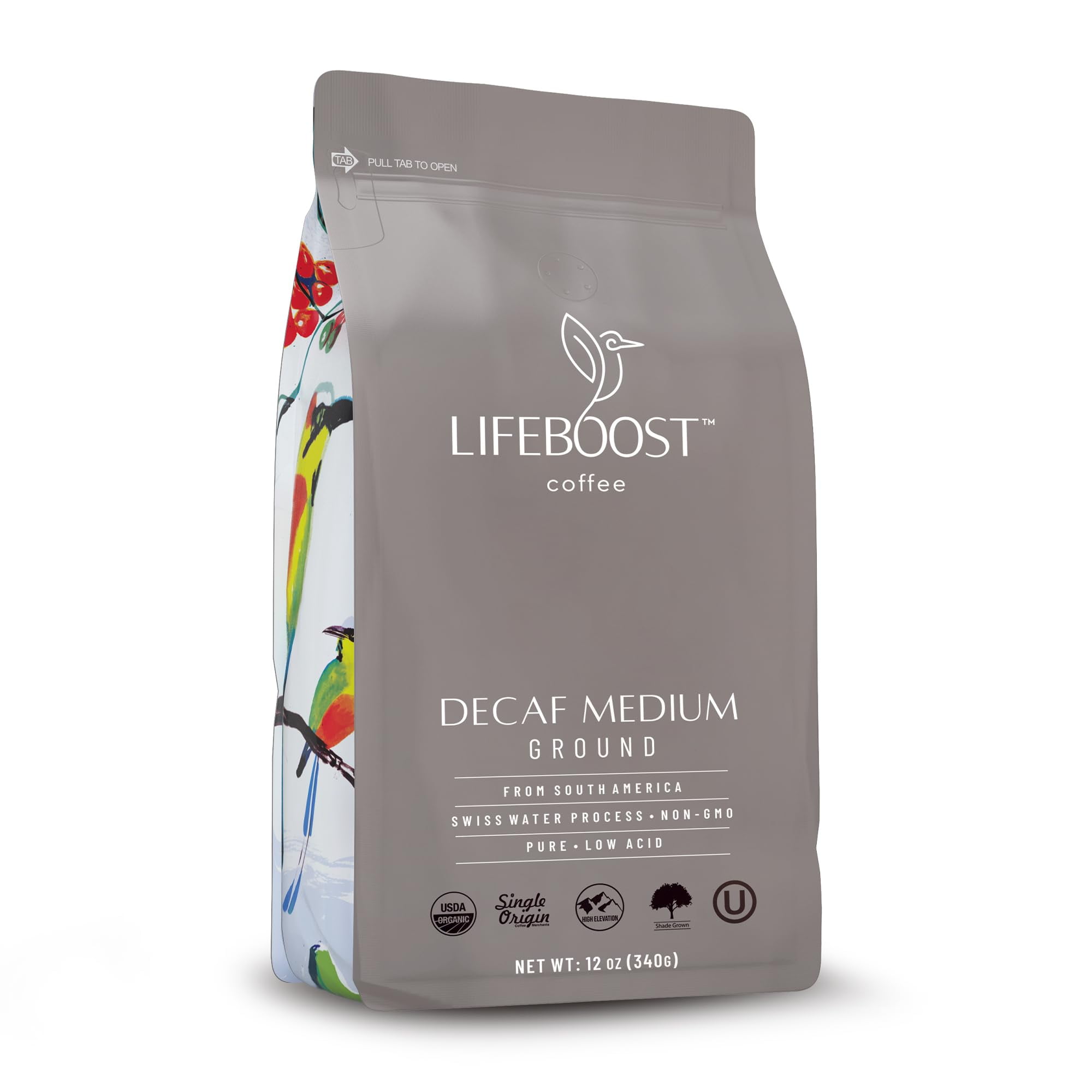 Lifeboost Medium Roast TWE5 Swiss Water Decaf Coffee Ground - Non-GMO ...