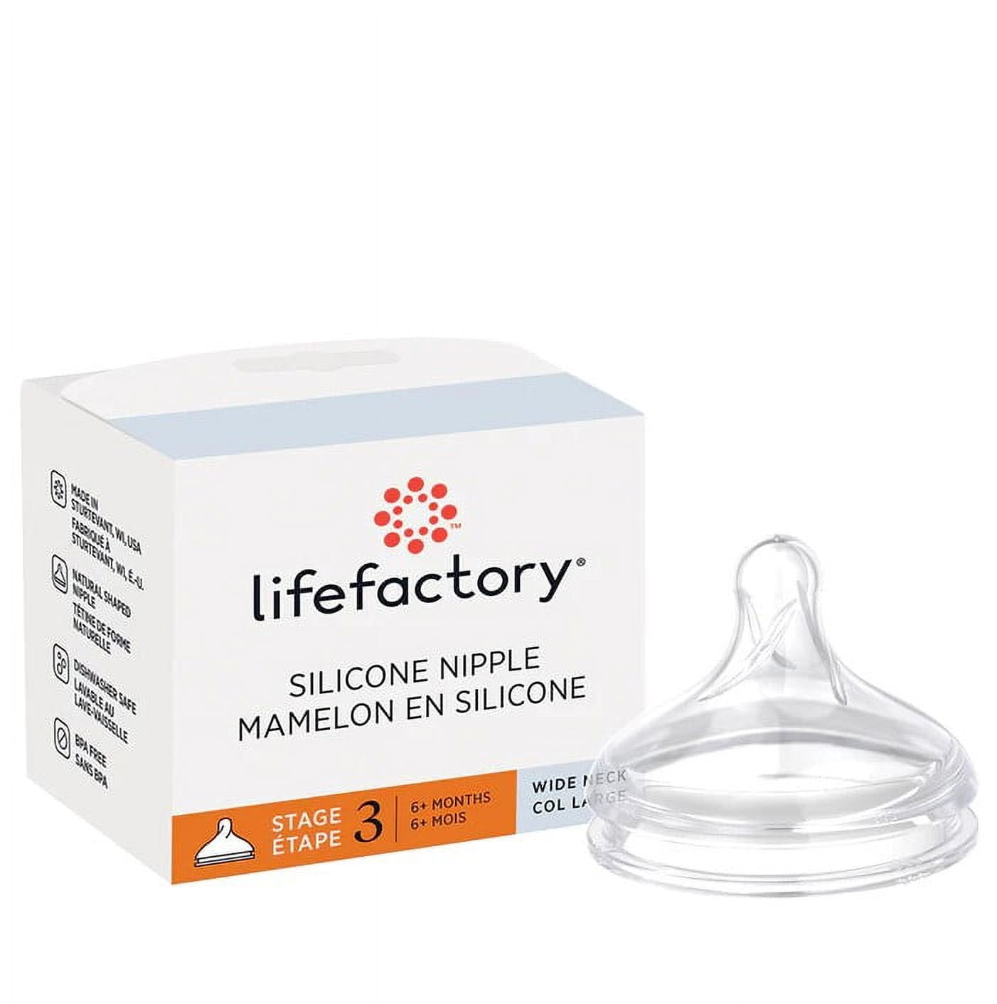 Lifefactory Wide Neck Silicone Nipple Stage 3 for 8oz Baby Bottles ...