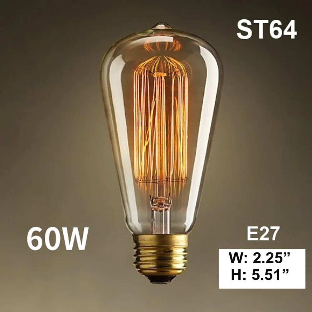 Lifegard Lighting - ST58 E26/E27 60W Edison Light Bulb, Vintage ...