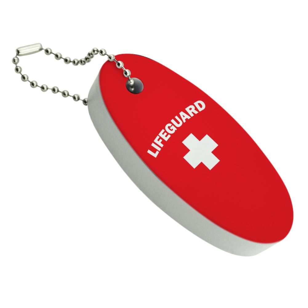Lifeguard Red and White Floating Keychain Oval Foam Fishing Boat Buoy ...