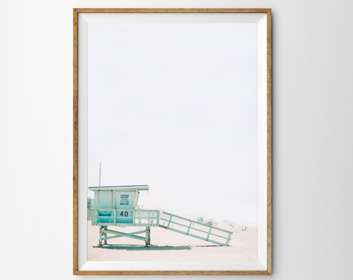 Lifeguard Tower Print California Surf Poster Beach Art Coastal Decor ...