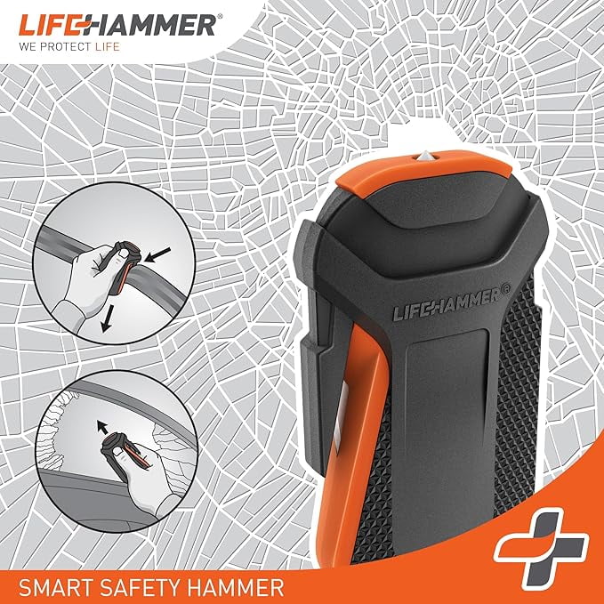 Lifehammer Smart Automatic – Window Breaker Seatbelt Cutter, Emergency Car Window Breaker for ...