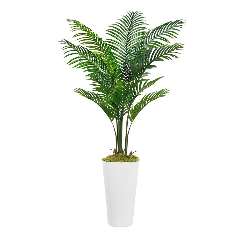 Lifelike 5ft Artificial Palm Tree - Fake Plant with White Tall Pot ...