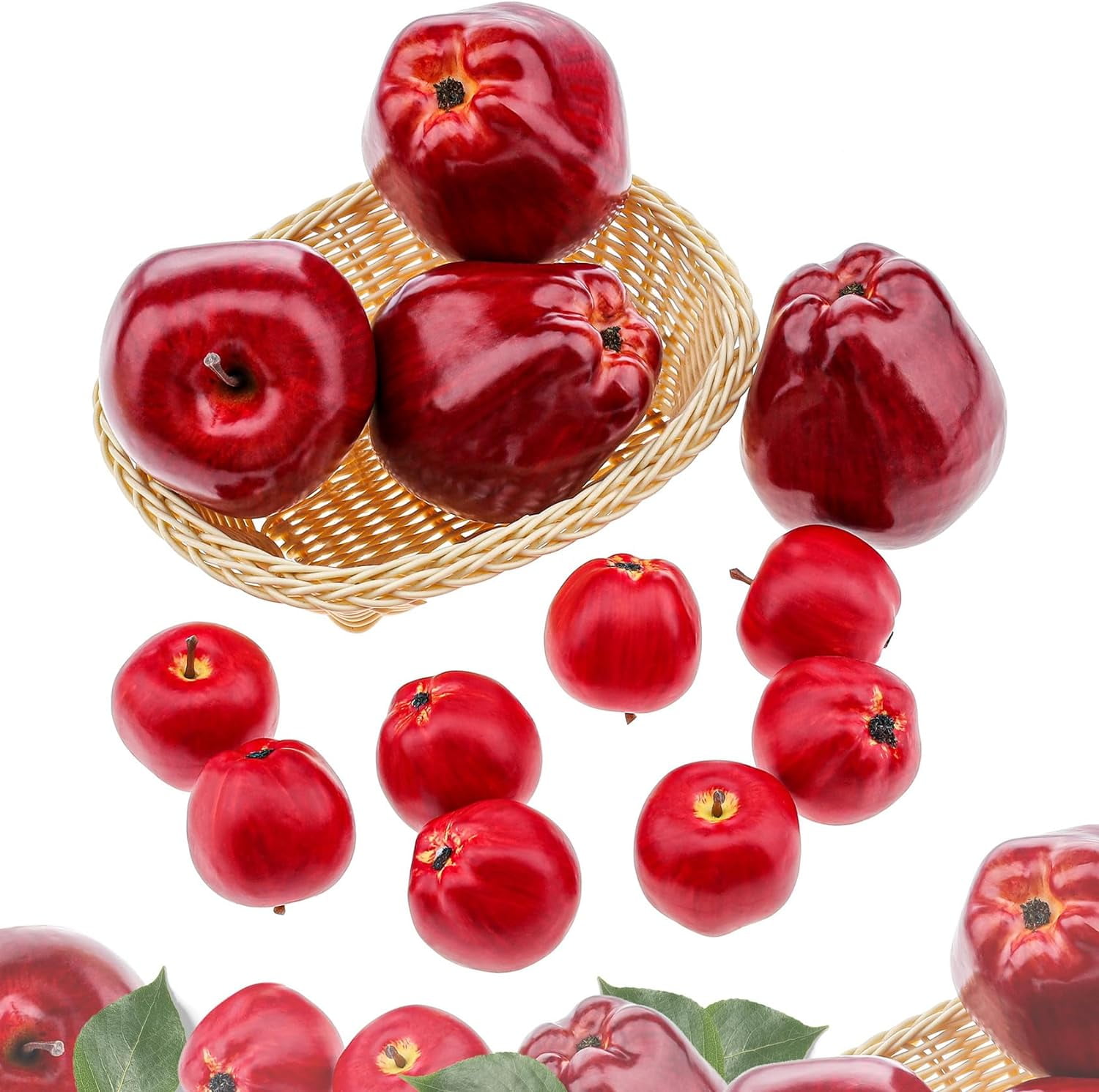 Lifelike Artificial Dark Red Apple Fake Fruits Decoration Small Big Rot ...