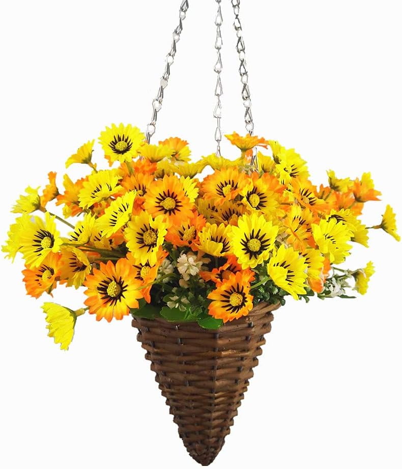 Lifelike Artificial Dutch Daisy Flower with Mini Hanging Basket Cone ...