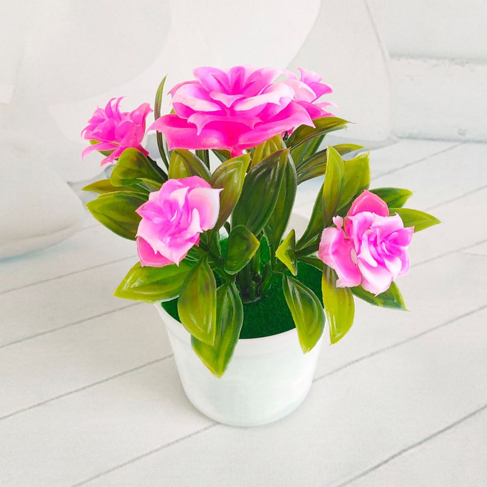 Lifelike Artificial Plastic Flowers in Potted Plant for Home Decor ...