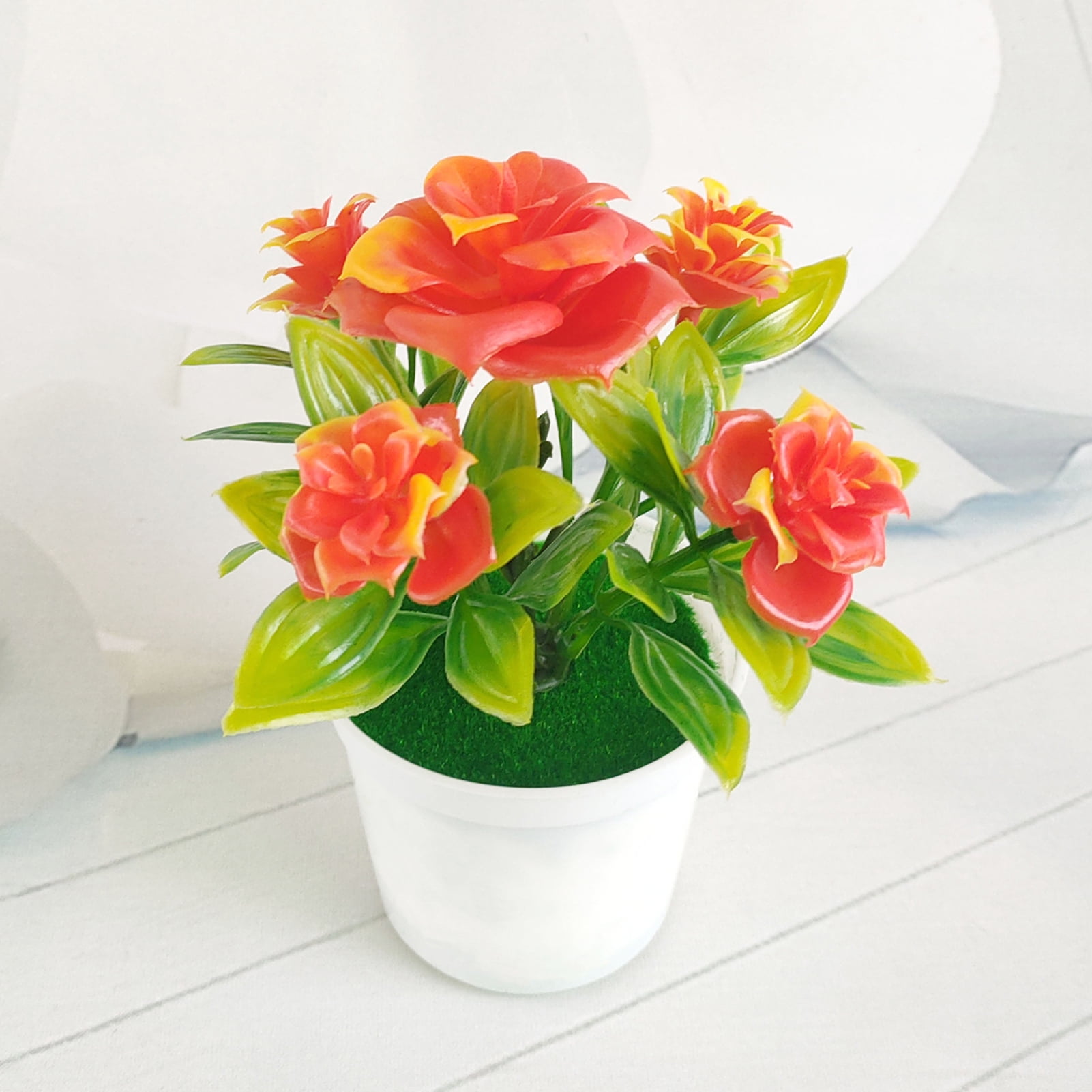 Lifelike Artificial Plastic Flowers in Potted Plant for Home Decor ...
