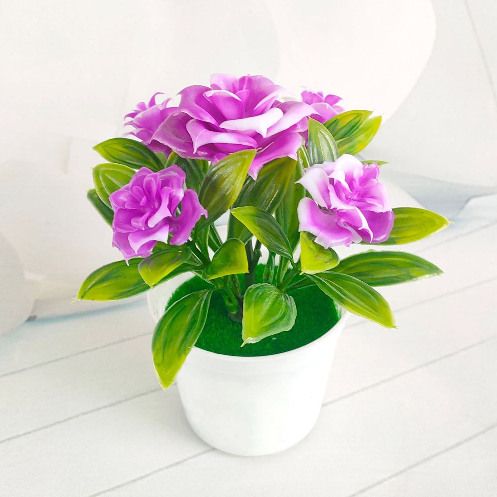 Lifelike Artificial Plastic Flowers in Potted Plant for Home Decor ...