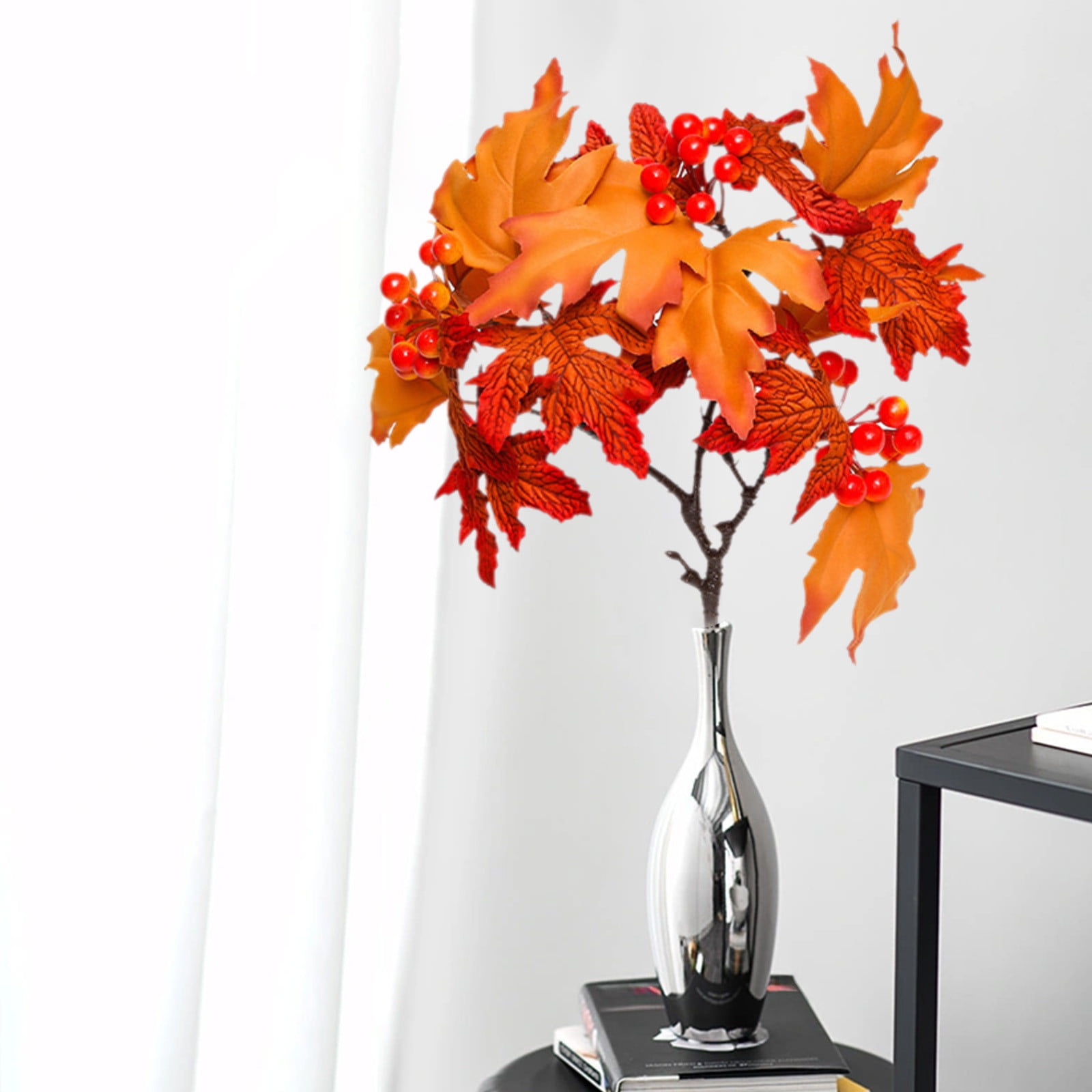 Lifelike Artificial Red Maple Leaves Garland - UV-Resistant Faux ...