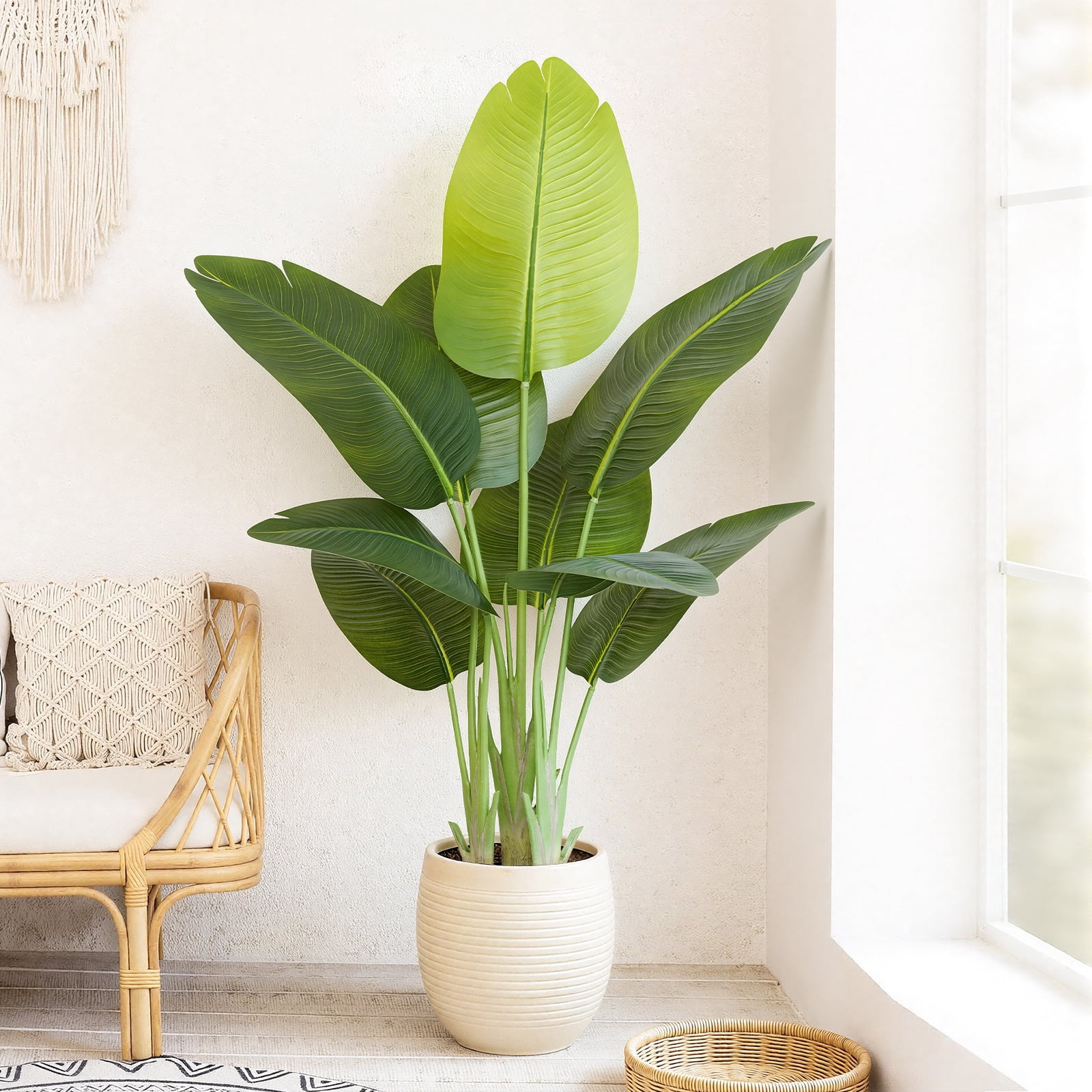 Keeplus 4FT Bird of Paradise Artificial Plant - Tall Fake Silk Tree ...
