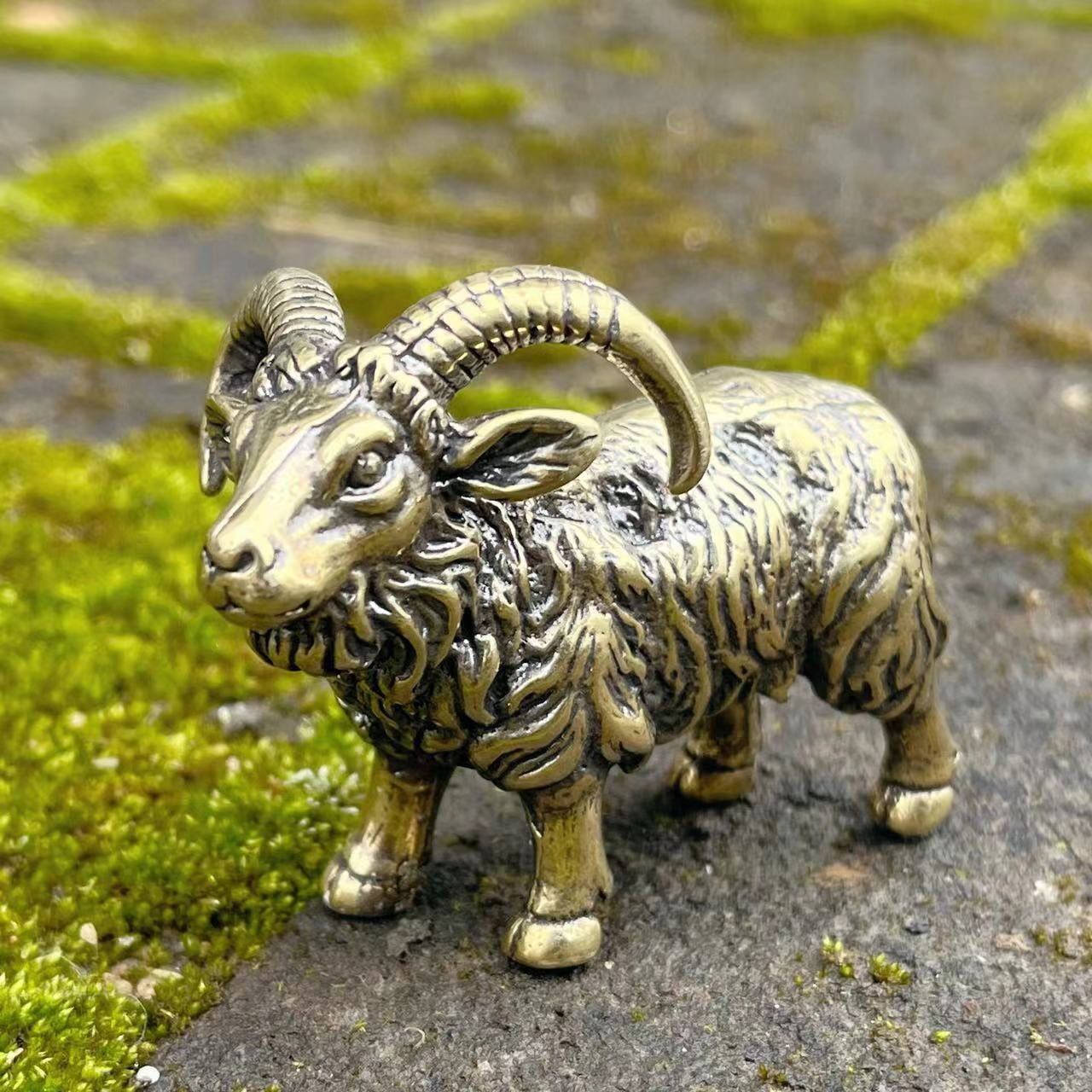 Lifelike Brass Ram Pure Copper Sheep Statue Brass Sculpture Collectible ...