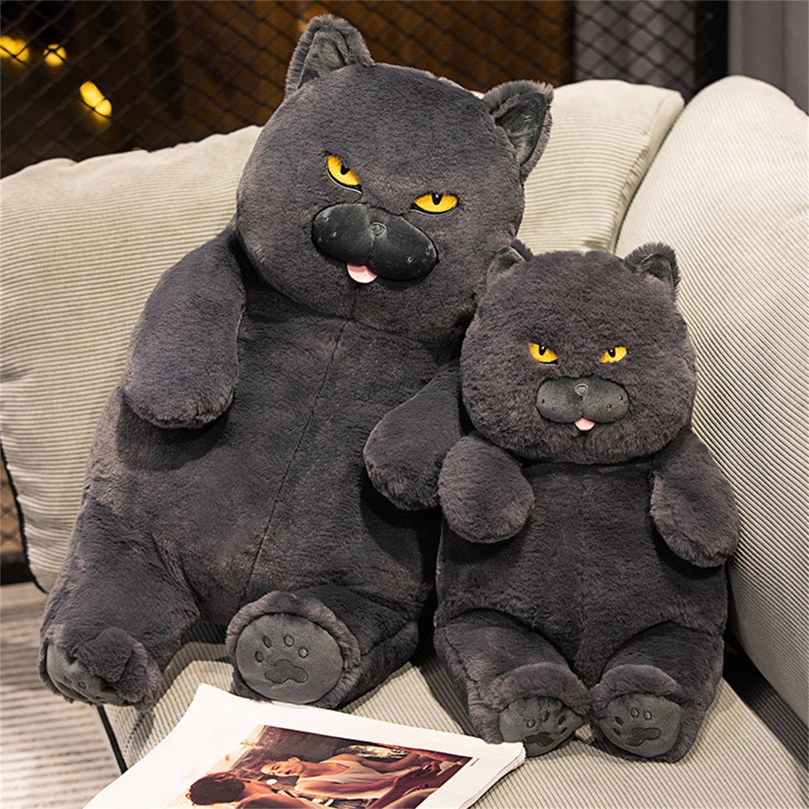 Lifelike British Short Cat Stuffed Gray Kitten Toy - Gray Cat Plush ...