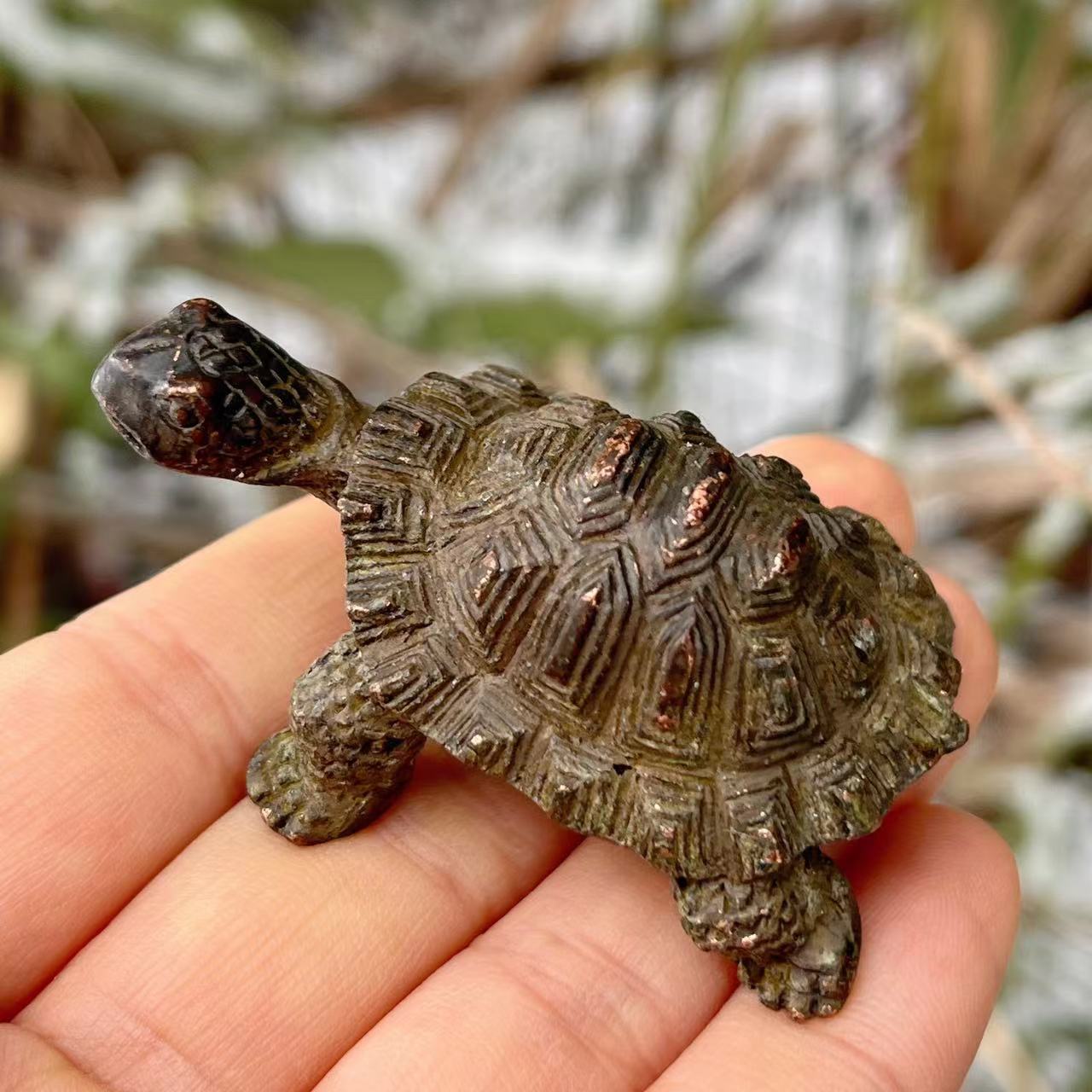 Lifelike Bronze turtle Statue Brass Sculpture Collectable Table Decor ...