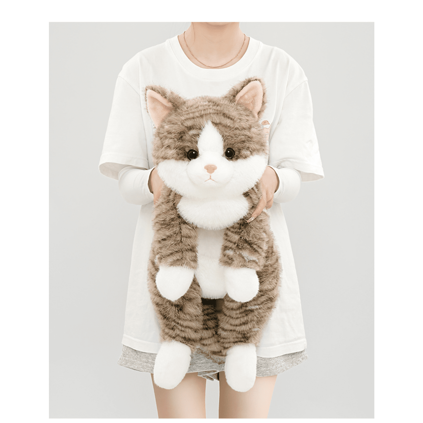 Lifelike Cat Plush Toy, Soft Stuffed Cat with Weighted Paws & Tail ...