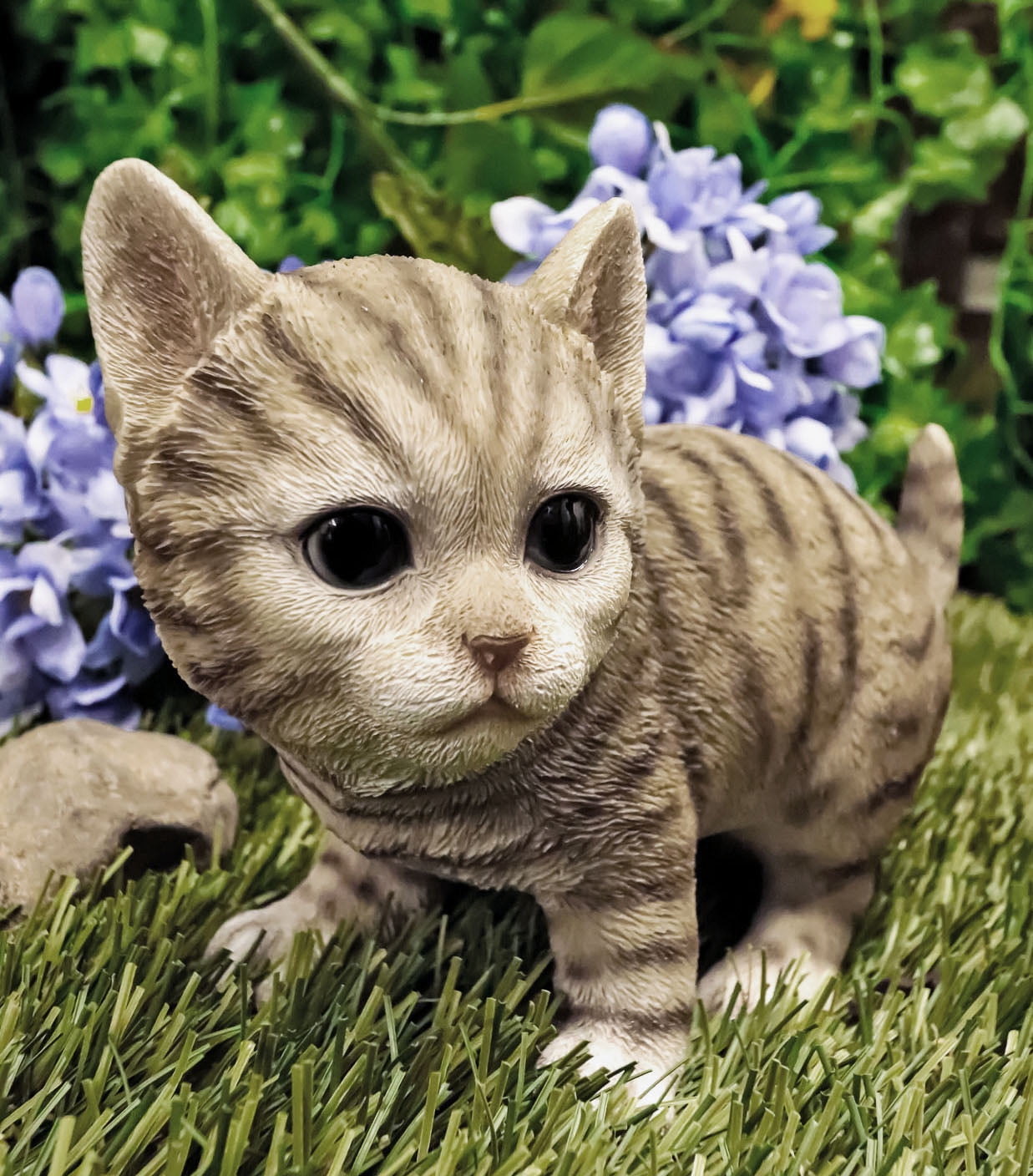 Ebros Gift Crouching Grey Tabby Cat Statue 55 in, Garden Statue ...