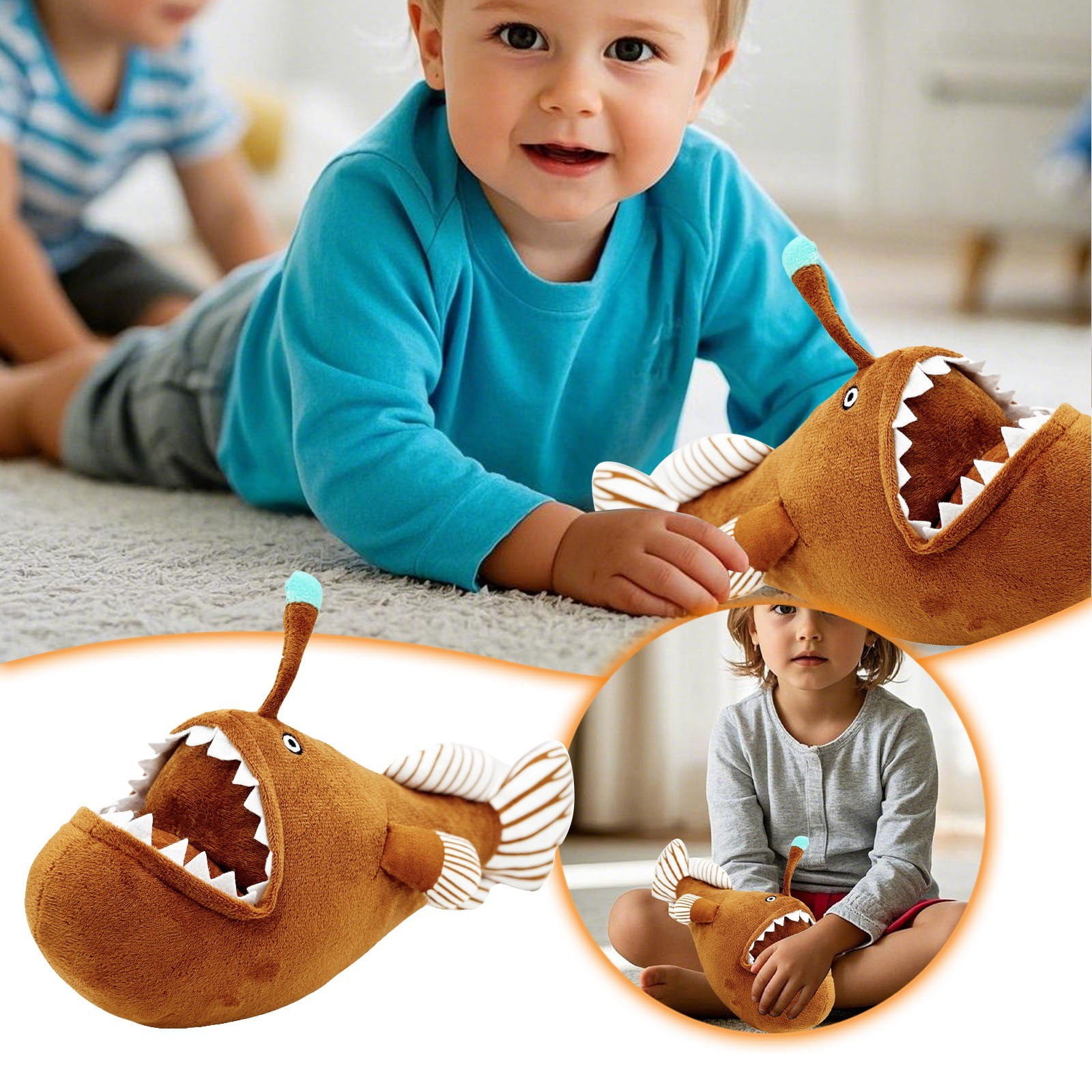 Lifelike Deep Sea Fish Toy Realistic Ocean Animal Stuffed Creature for ...