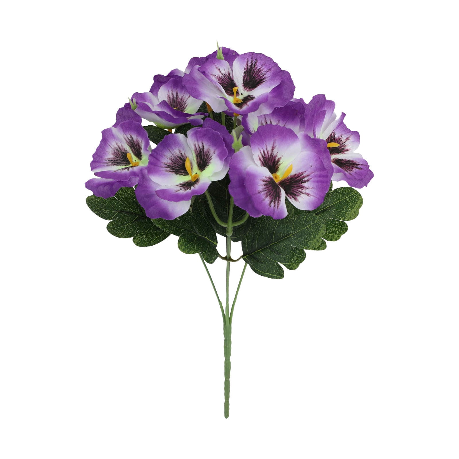 Lifelike Five-Forked Pansy Silk Flower Arrangement – Realistic Green ...