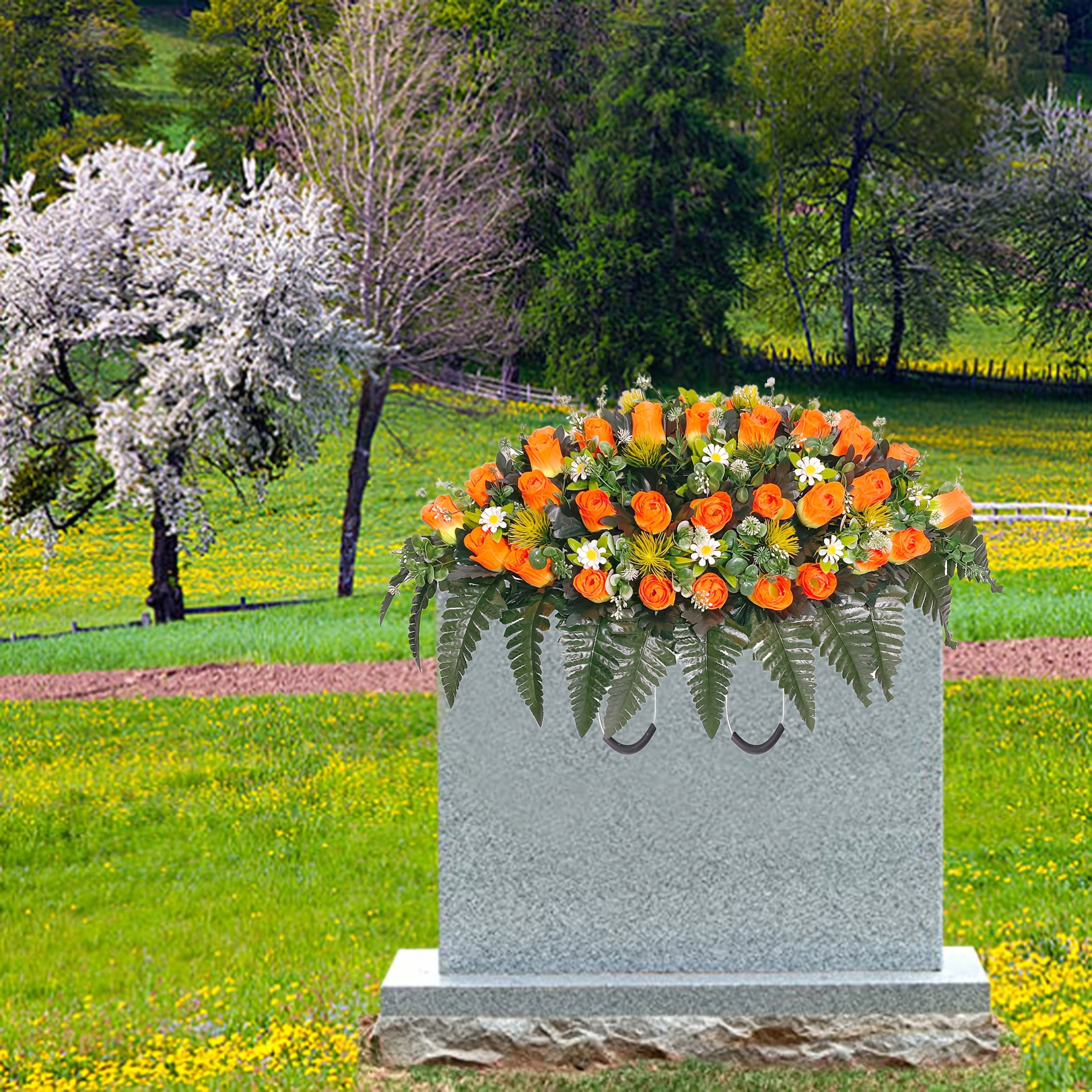 Lifelike Headstone Flower – Durable Artificial Saddle Flower – UV ...