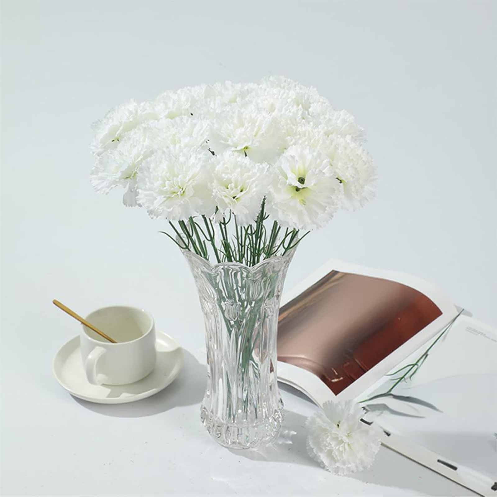 Lifelike Hot Pink Carnation Artificial Flower, 13.77 Inch Plastic Stem ...