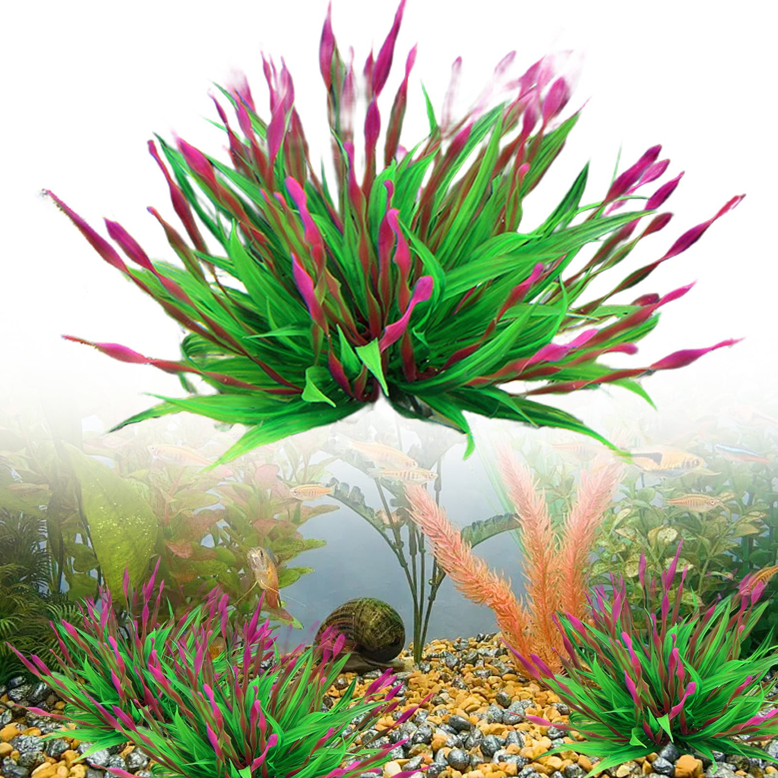 Lifelike Plastic Aquarium Plants Set - Underwater Decor with Non-Toxic ...