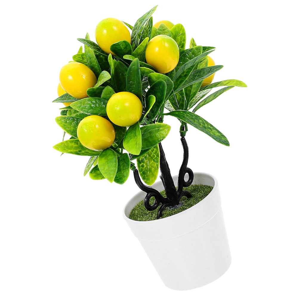 Lifelike Potted Lemon Tree Artificial Fruit Tree Desktop Fake Lemon ...