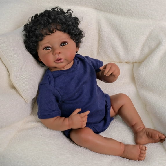 Lifelike Reborn Baby Dolls Boy 19 inch Full Body Vinyl African American ...