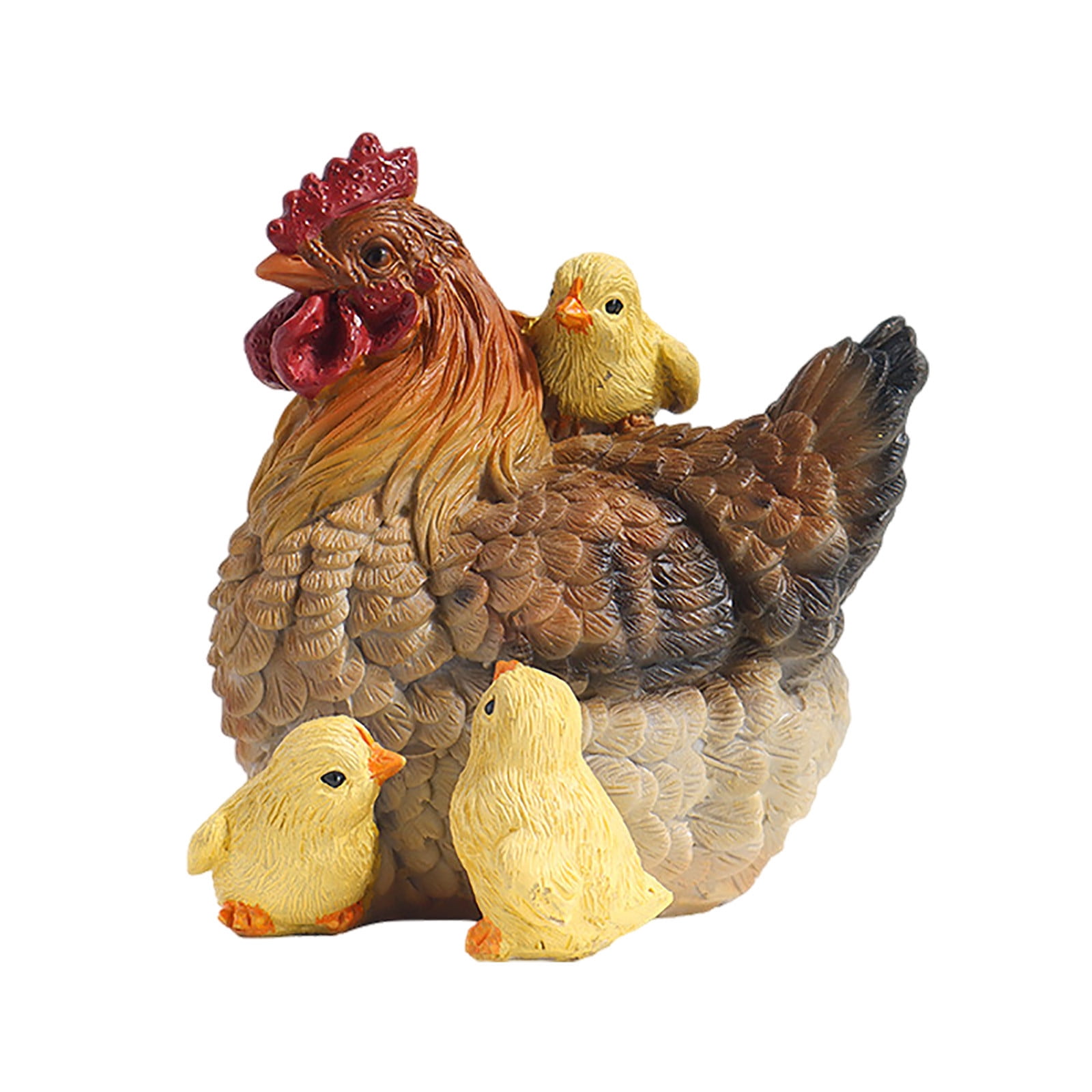 Lifelike Resin Hen and Chick Statue - Farmhouse Chicken Sculpture for ...