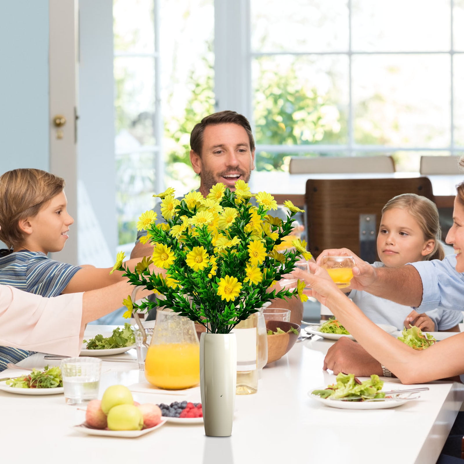 Lifelike Silk PE Artificial Chrysanthemum Flowers - 35CM Realistic Faux ...