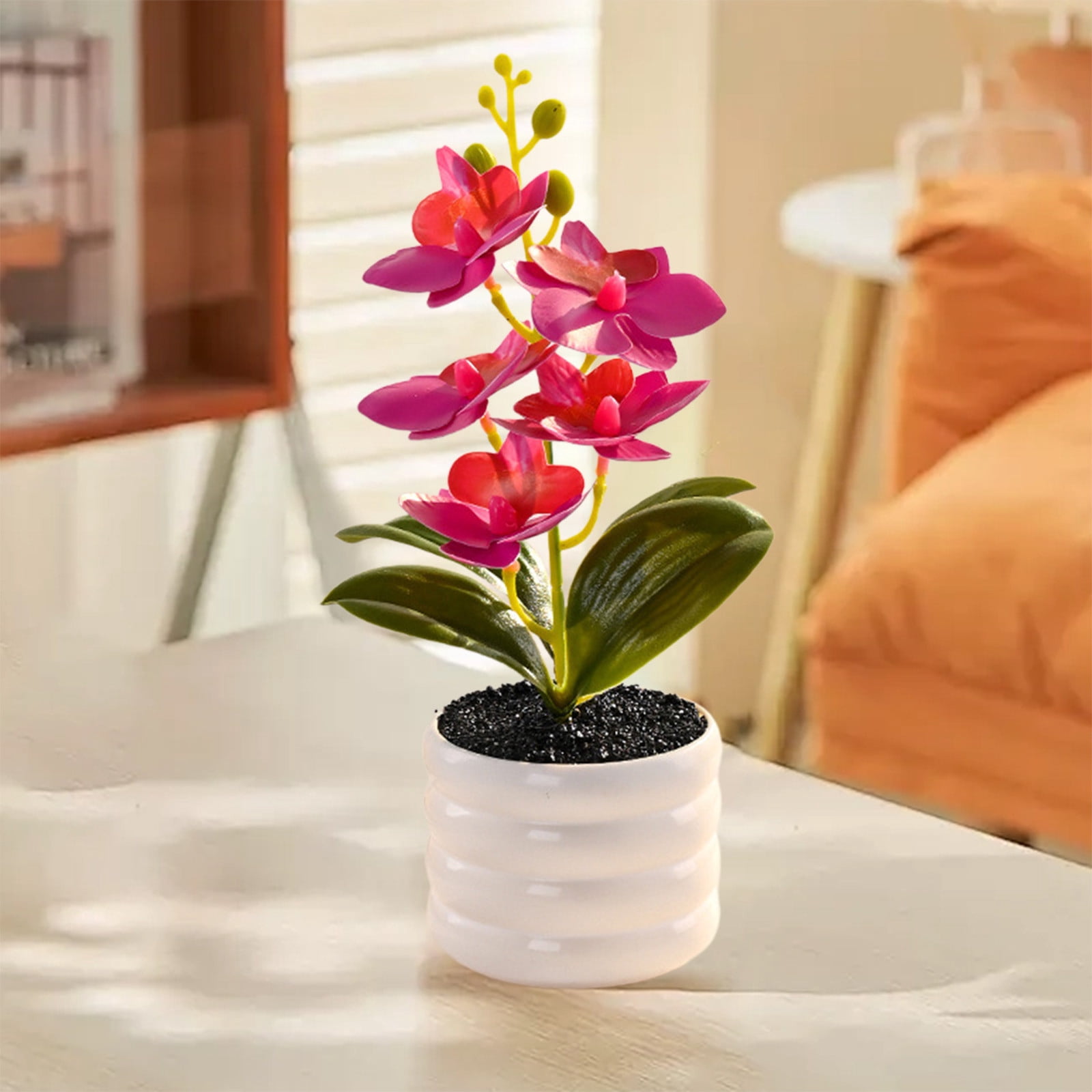 Lifelike Silk Phalaenopsis Bonsai Artificial Plant in Plastic Pot ...