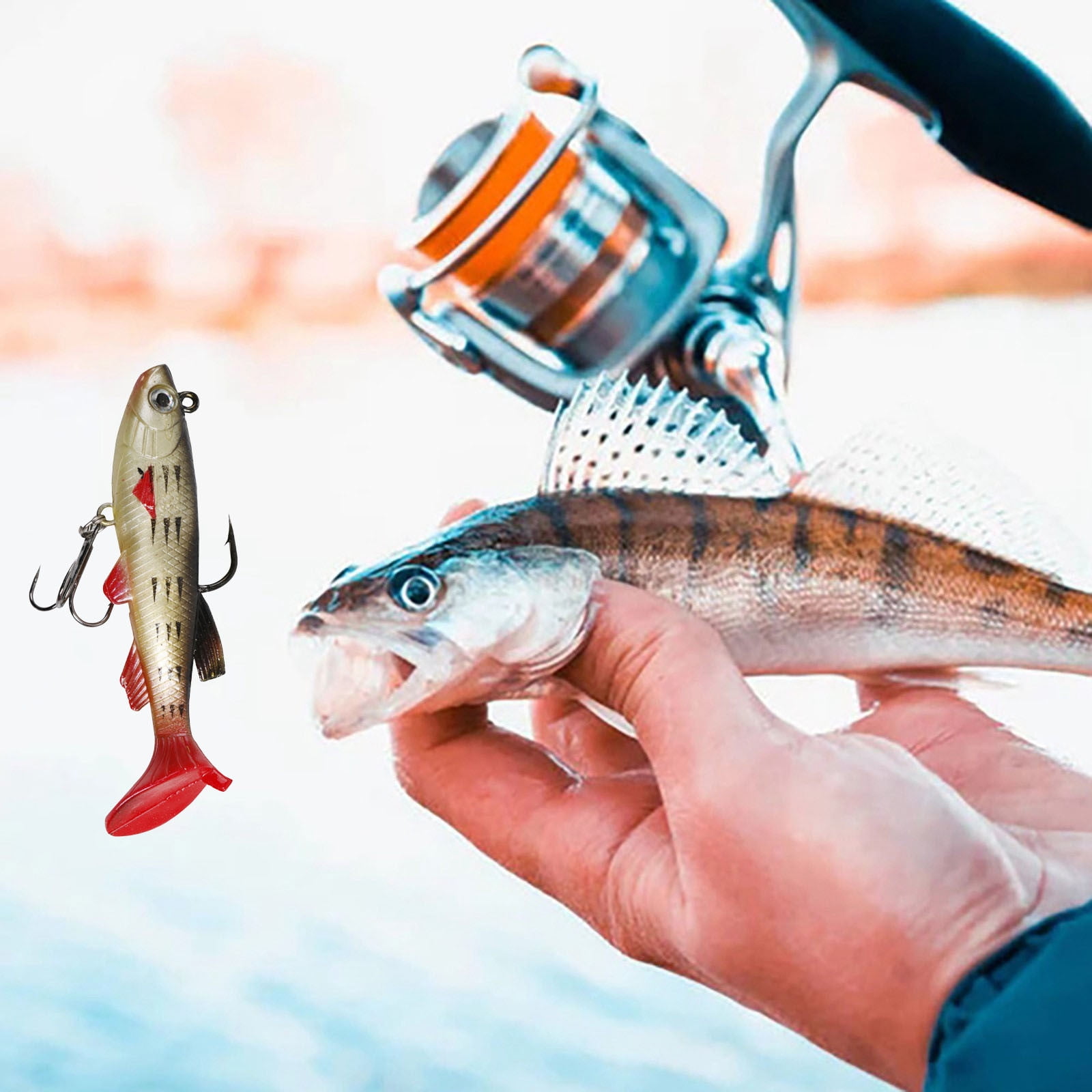 Lifelike Soft Silicone Fishing Lures for Bass - Pre-Rigged Swim Baits ...