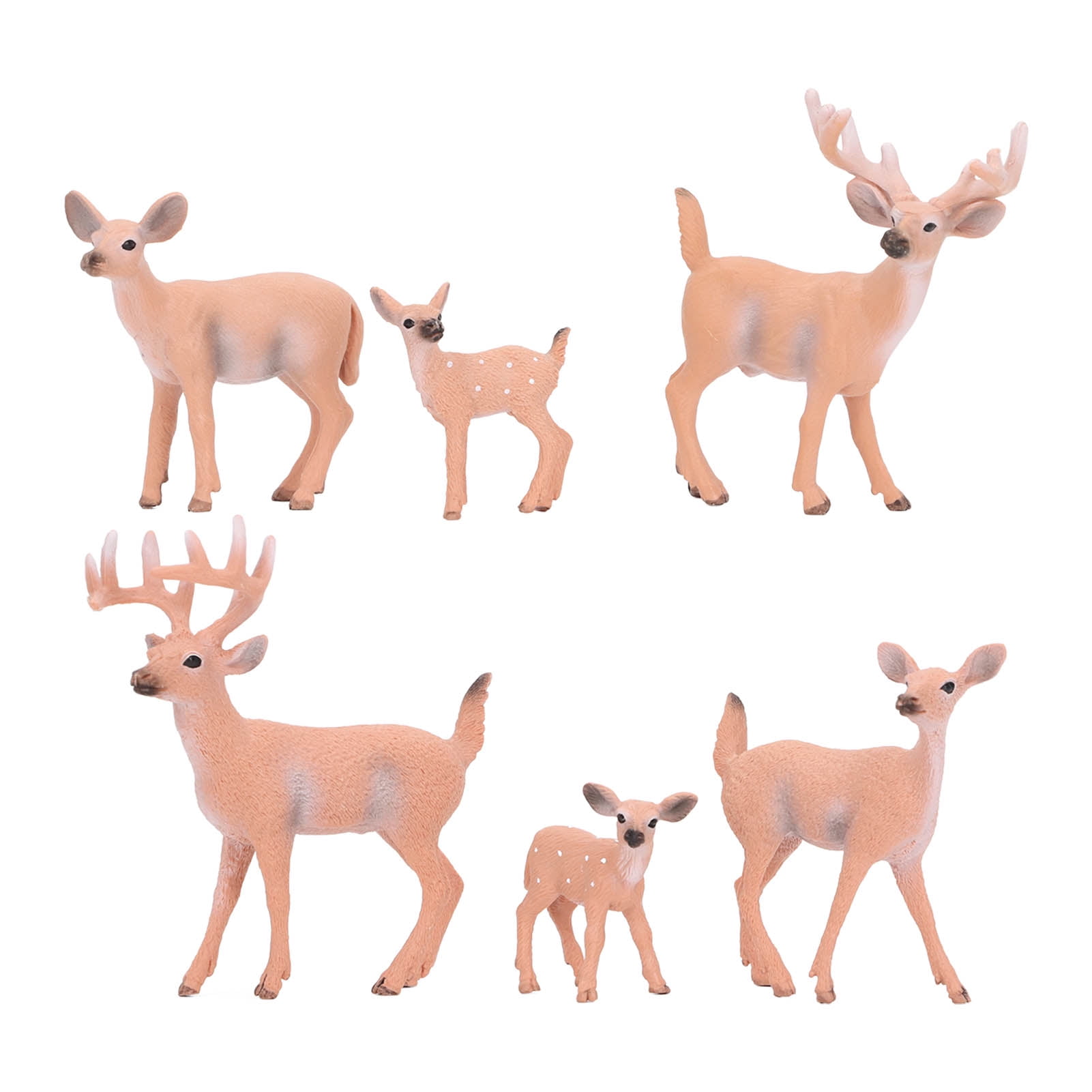 Lifelike White Tail Deer Figurines, 6-Piece Set of Standing Deer Toys ...