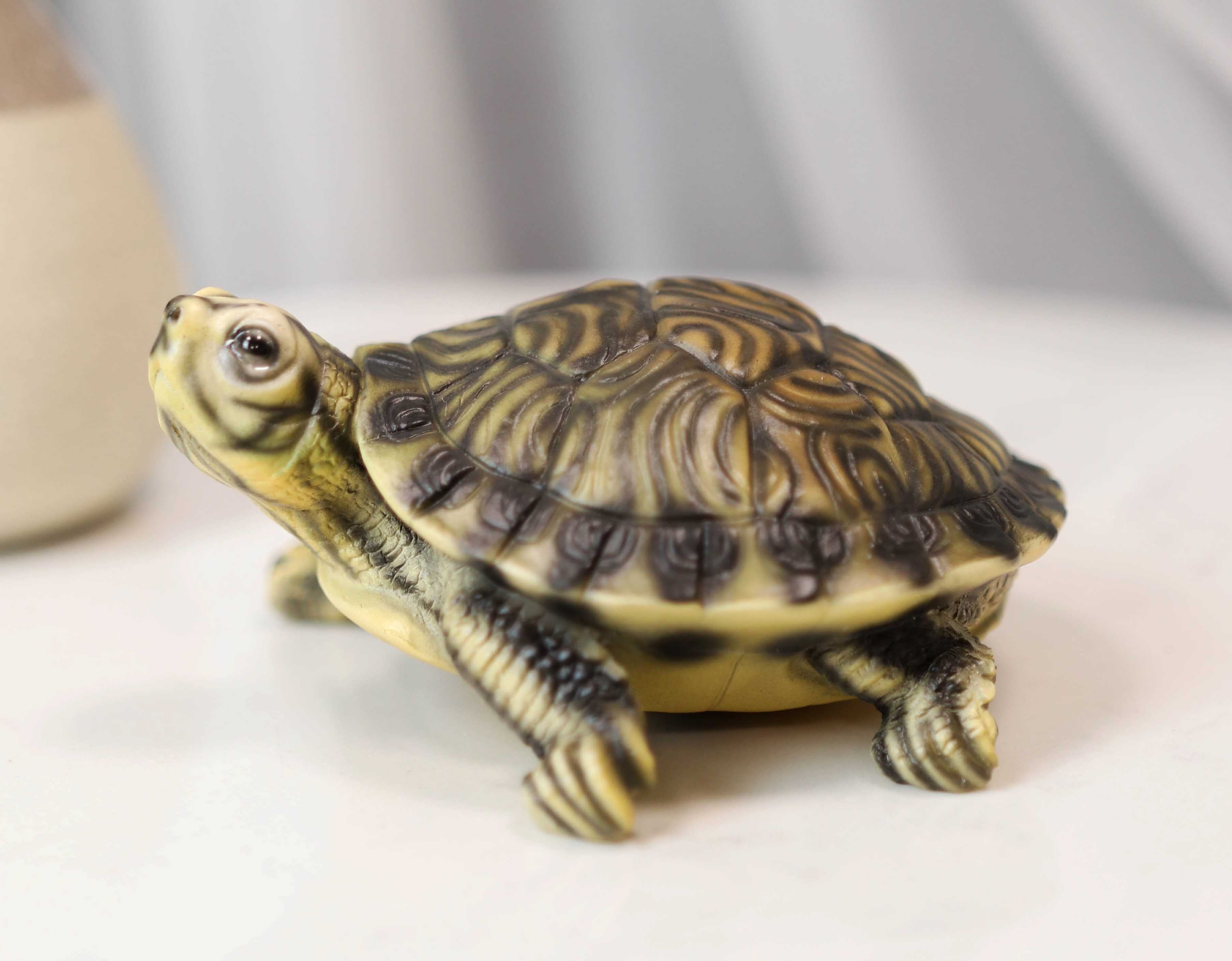 Lifelike Yellow Bellied Slider Turtle Tortoise Figurine 4.75"L Zen Feng ...
