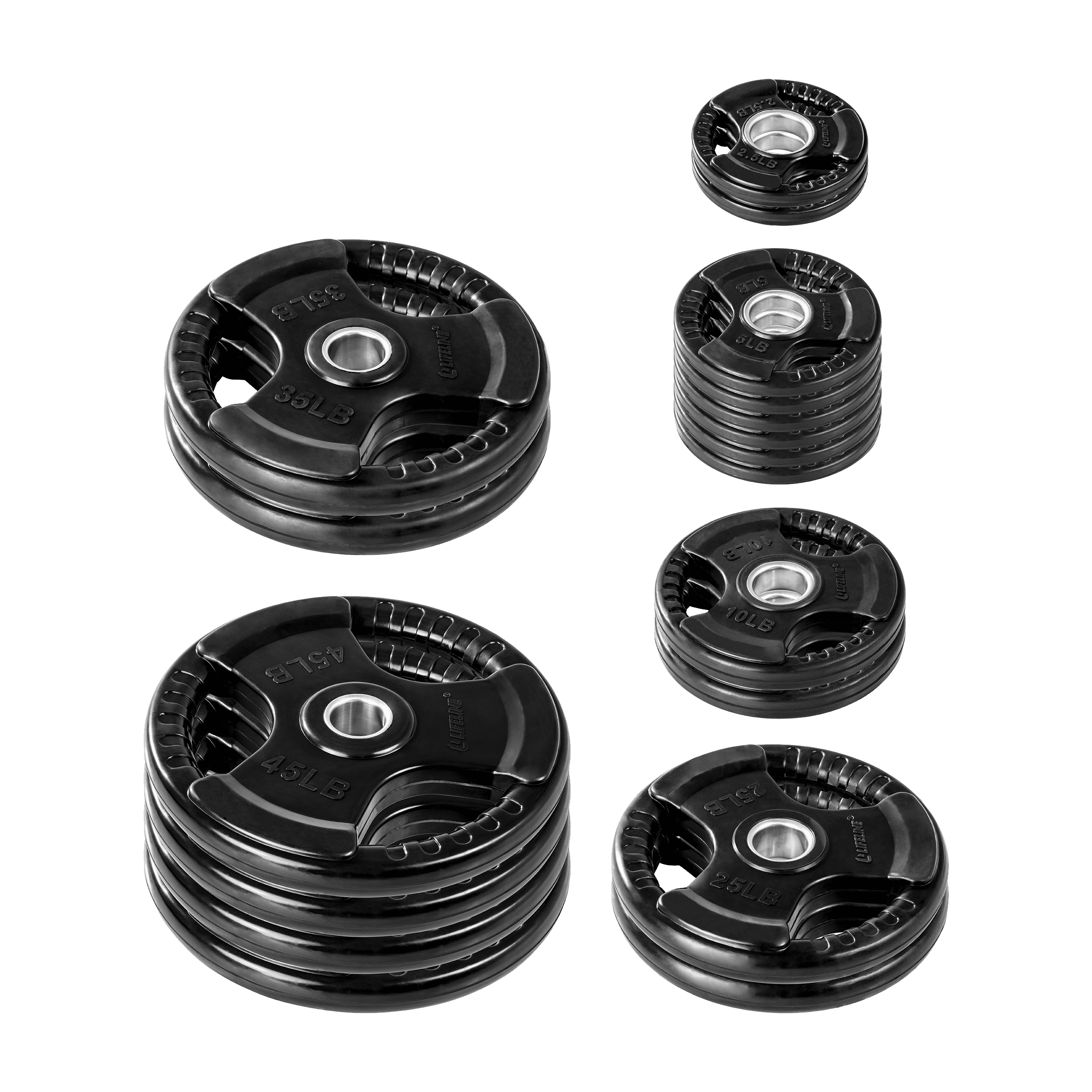Lifeline Fitness 355 LB Olympic Weight Set - Rubber Coated Weight ...
