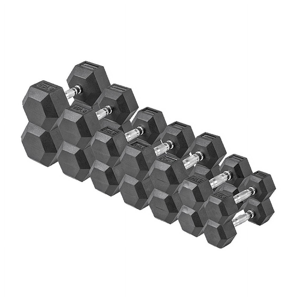 Lifeline Fitness Hex Rubber Dumbbell 380lb Weight Set (Multiple Weight ...