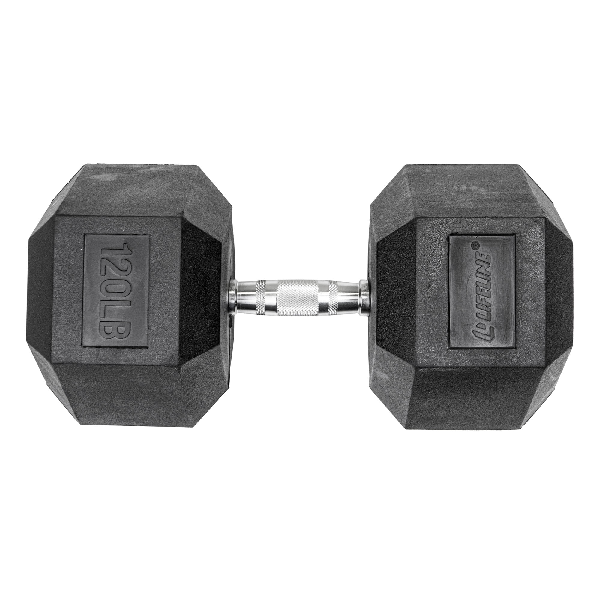 Lifeline Fitness Premium Rubber Hex Dumbbell, Single, 120 lbs - Walmart.com