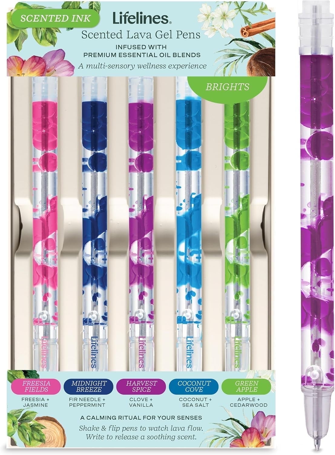 Lifelines Brights Scented Lava Gel Pen Set, 0.5mm Colored Gel Pens ...