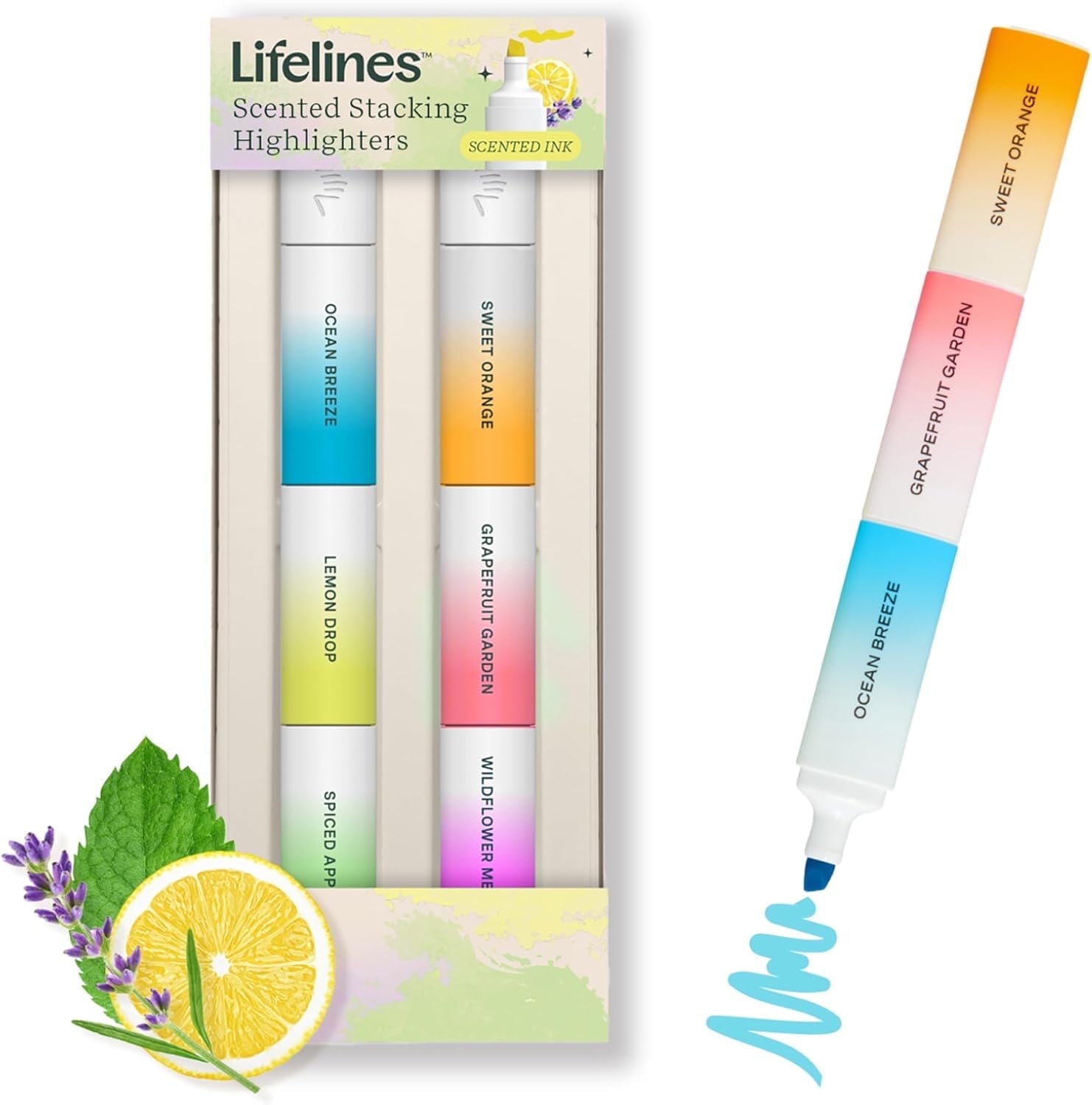 Lifelines Scented Stacking Highlighters, 2pk, Assorted Colors & Scents ...