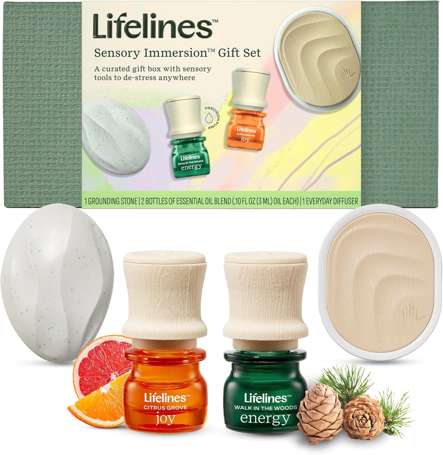 Lifelines Sensory Immersion Gift Set - Includes Everyday Aromatherapy Diffuser, Fidget Grounding ...