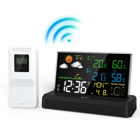 Weather Station, Wireless Indoor Outdoor Sensor, Alarm Clock Time ...
