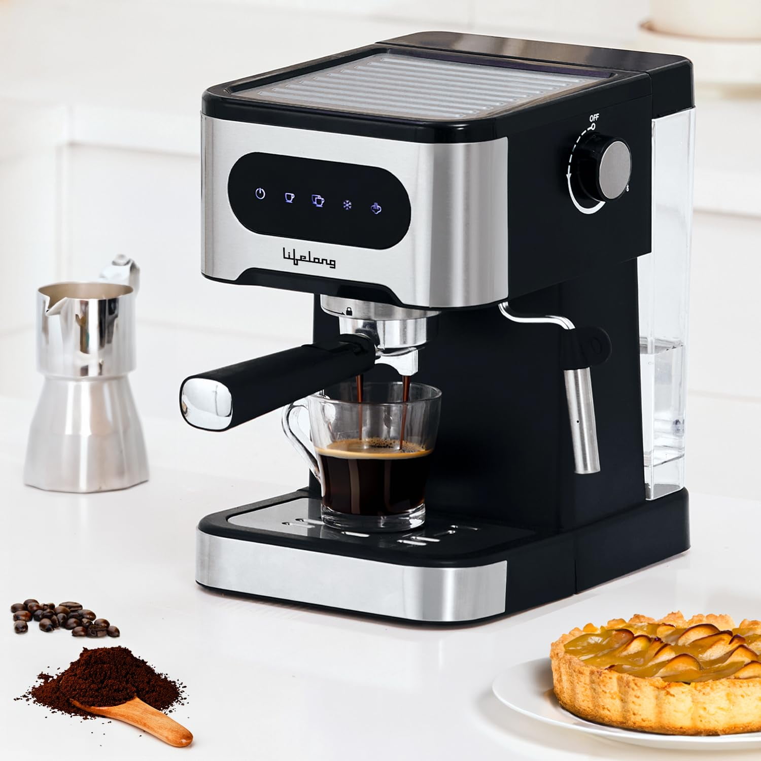 Lifelong 1350 W Digital Espresso Coffee Maker Cold Brew Coffee Machine ...