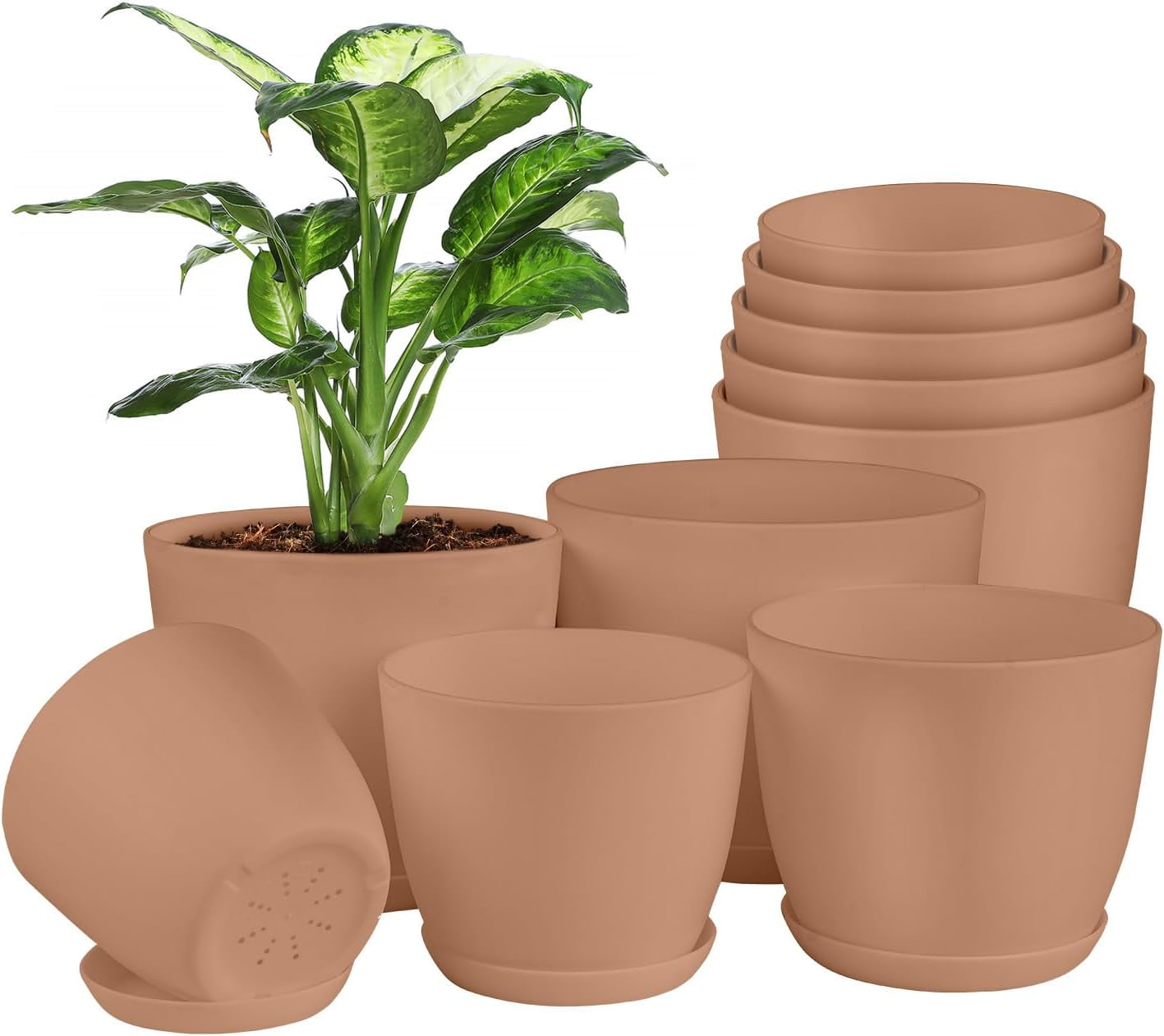Lifemaster Planter Pots with Drainage - Space-Saving Design for Indoor ...