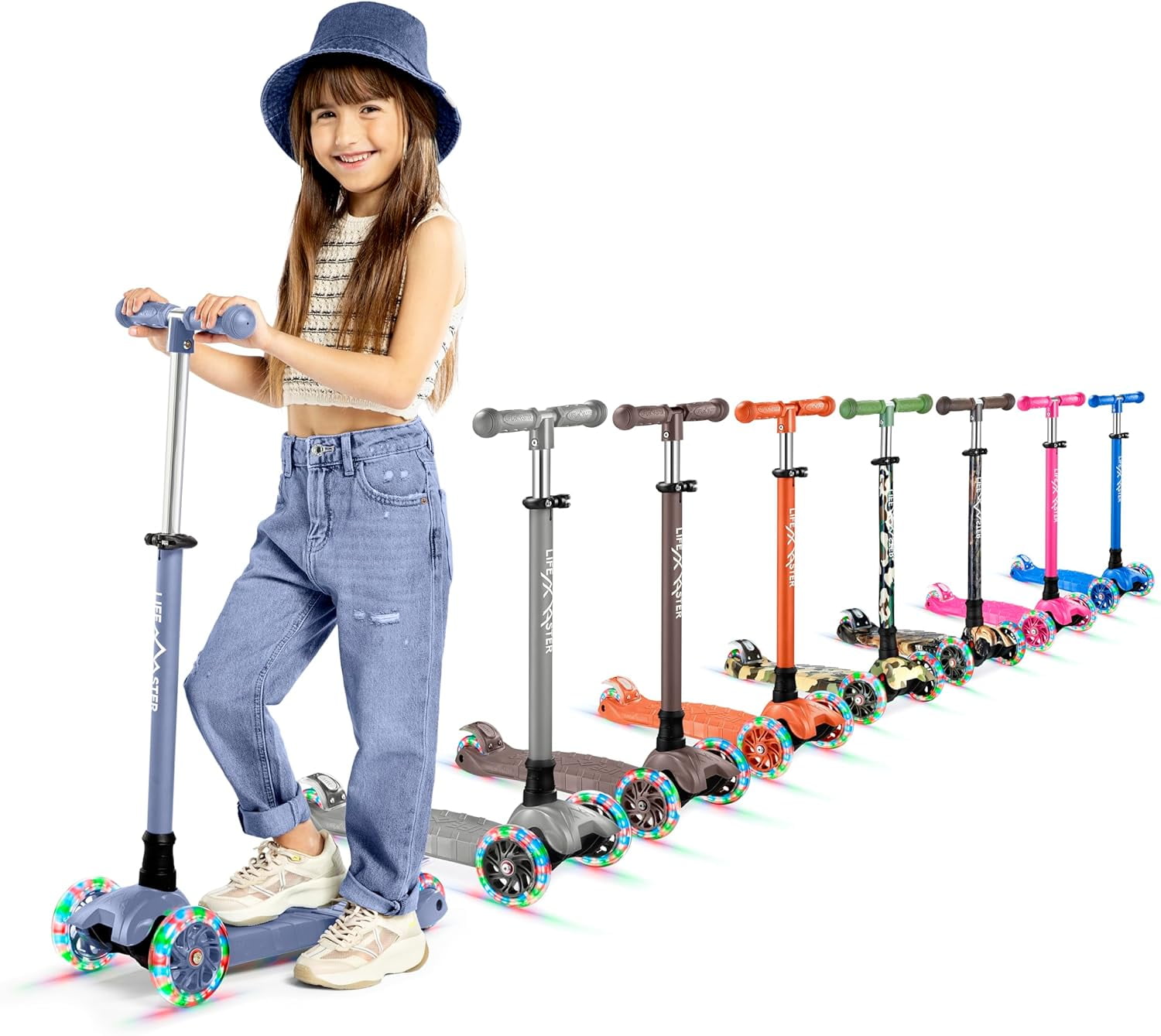 Life Master Mini 3-Wheel Kids Scooter with LED Lights, Adjustable ...